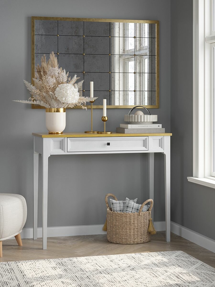 Стол консольный Гостиная ММЦ "Квадро-С" 01 (белый лак-антик 24)