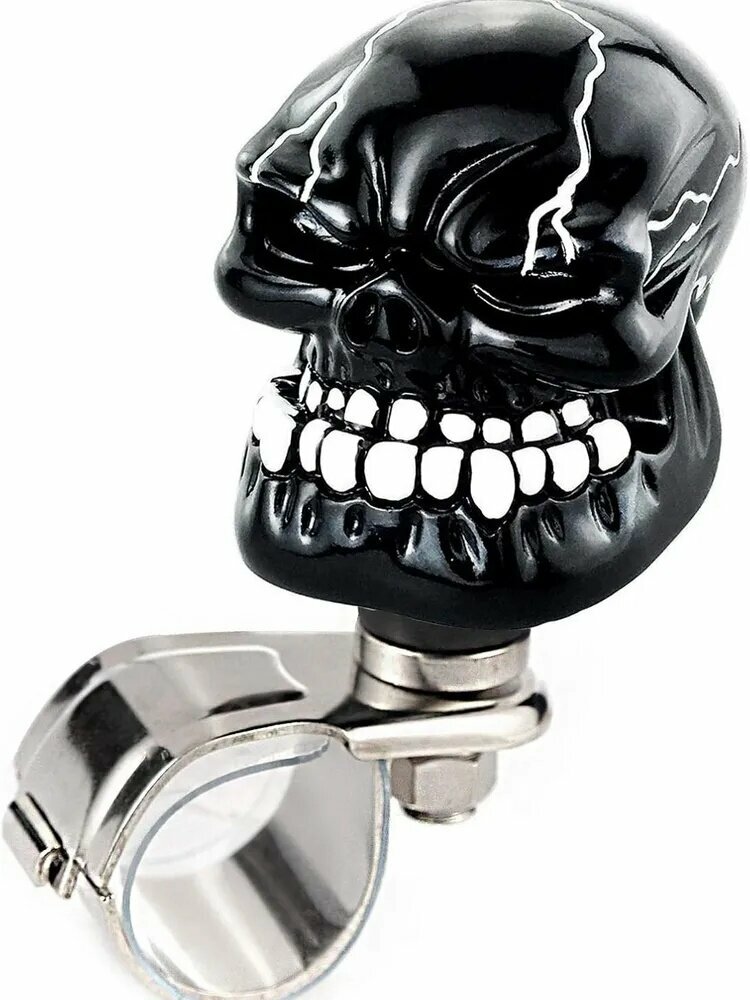 Поворотная ручка на руль, спиннер на руль, лентяйка на руль Череп черный