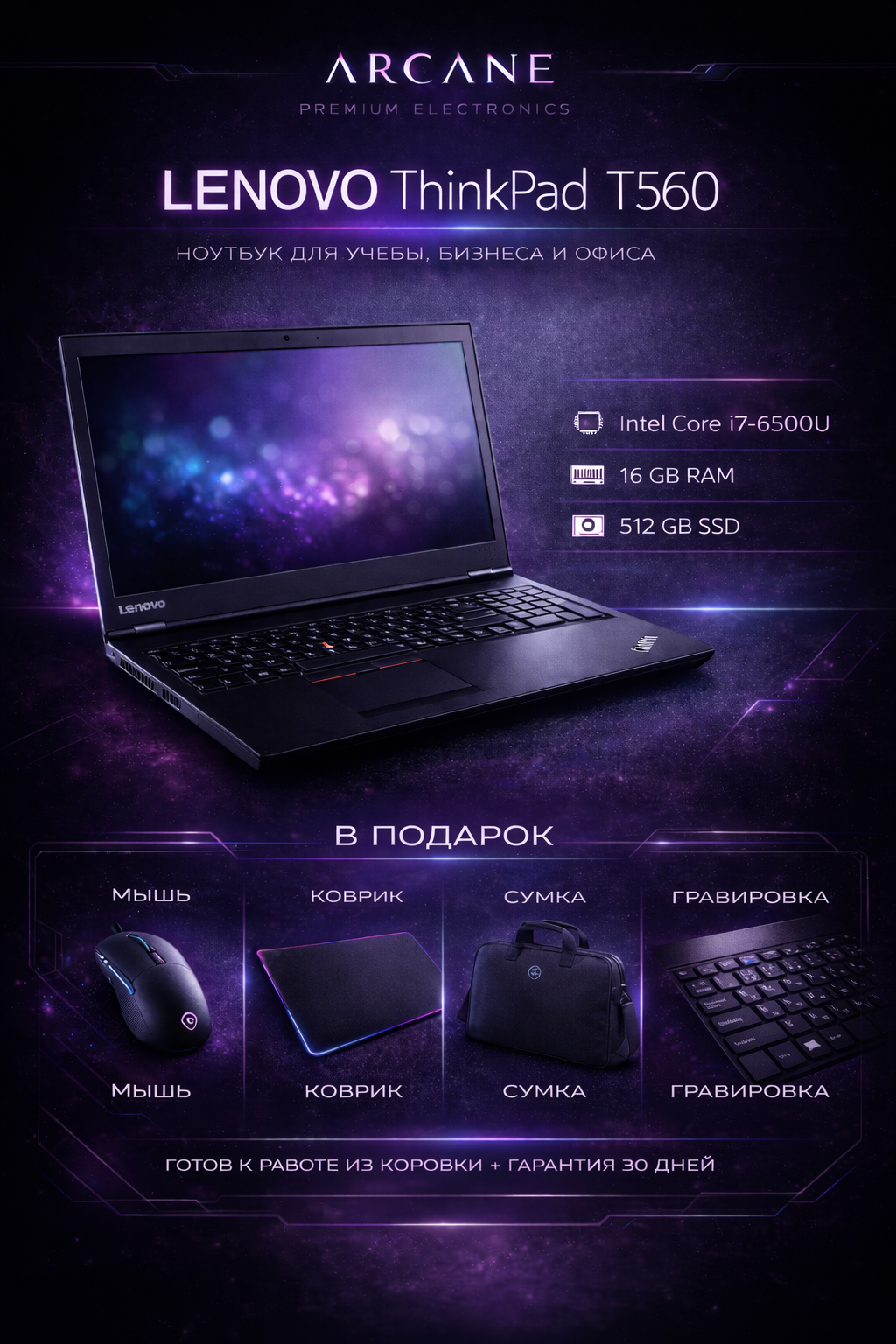 Ноутбук Lenovo для школы и созвонов Intel Core i7 / 16GB / 512GB