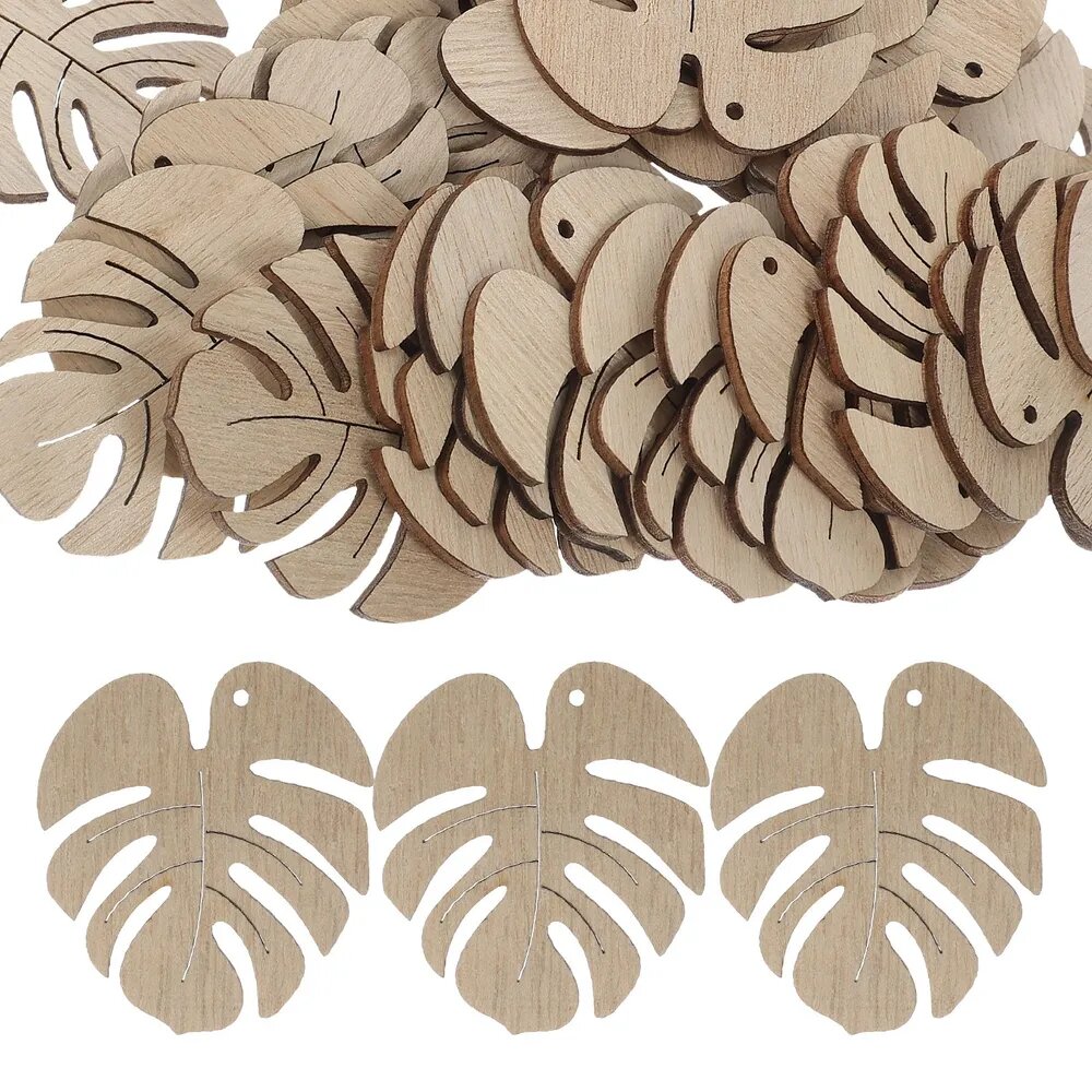 Коричневые Листья Монстеры Из Дерева, Идеально Подходят Для Творческих Проектов, 50 Штук