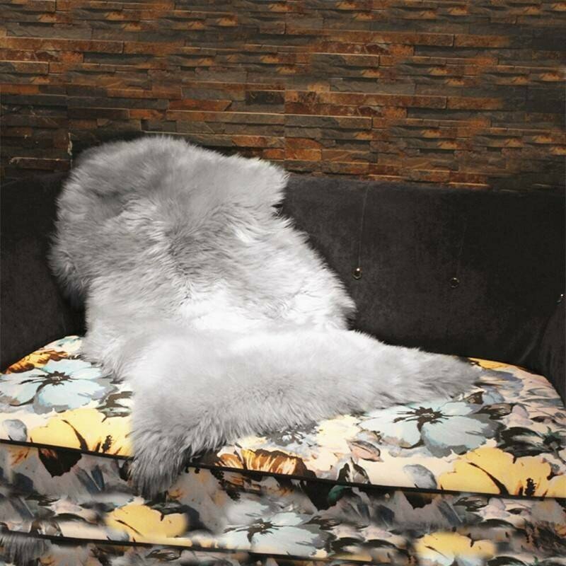 Шикарный мягкий овечий меховой коврик серебристо-серого цвета, идеальное дополнение к стильному интерьеру, 15.74x23.62'/40x60 см