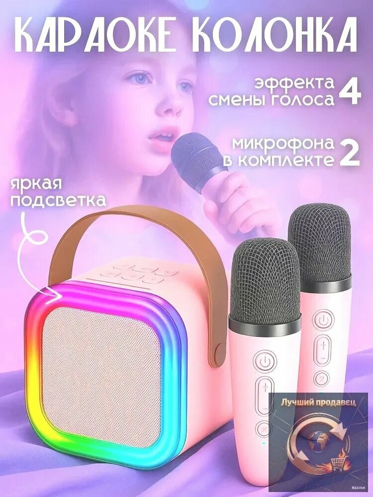 Колонка караоке с микрофонами подарок