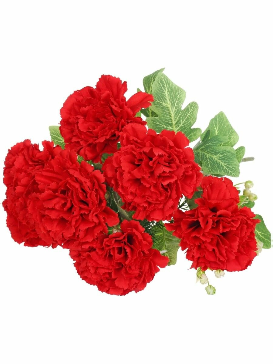 Искусственные цветы "Букет гвоздик" 35см 7 цветков красные