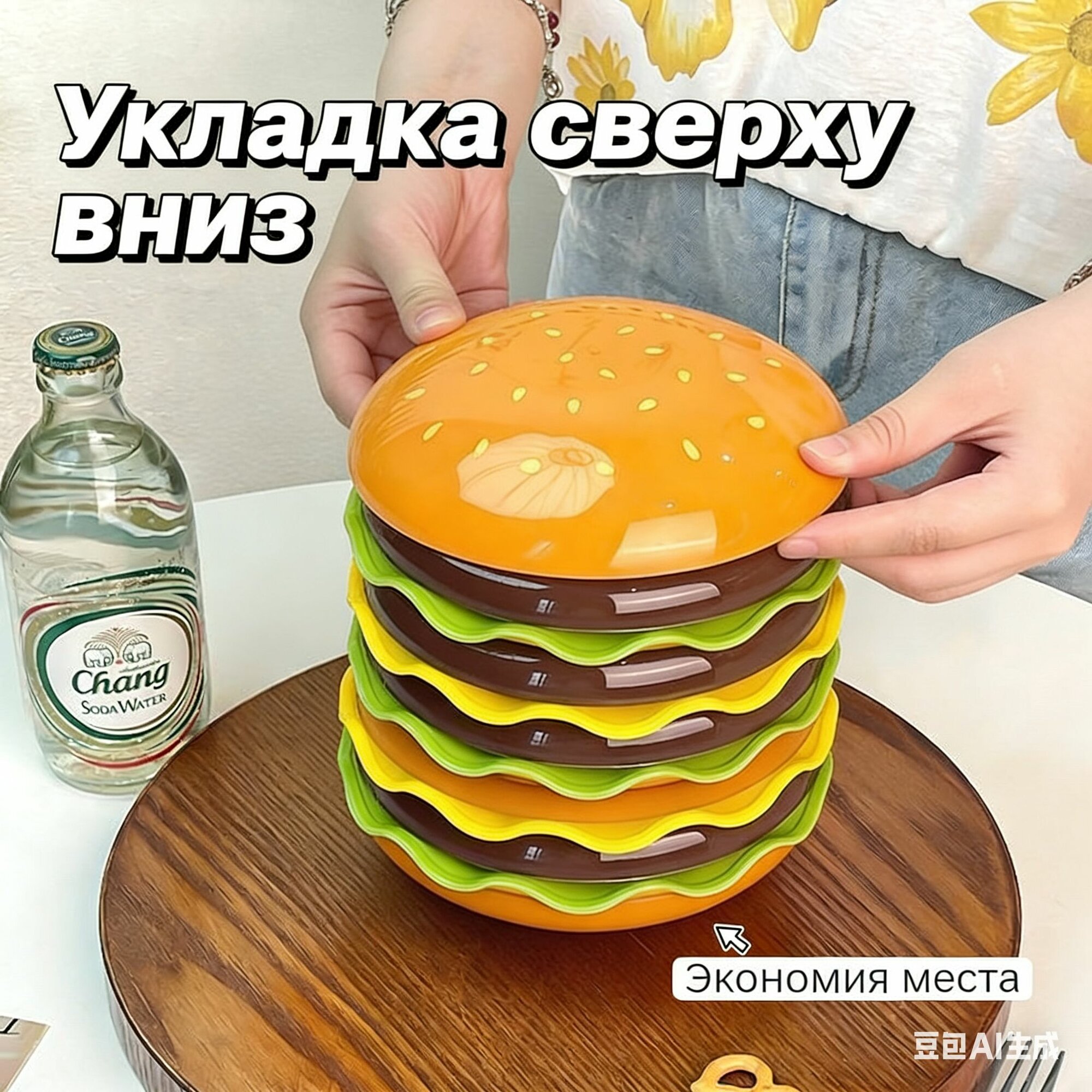 Набор тарелок "Гамбургер" 16.5 см 5 шт разноцветный