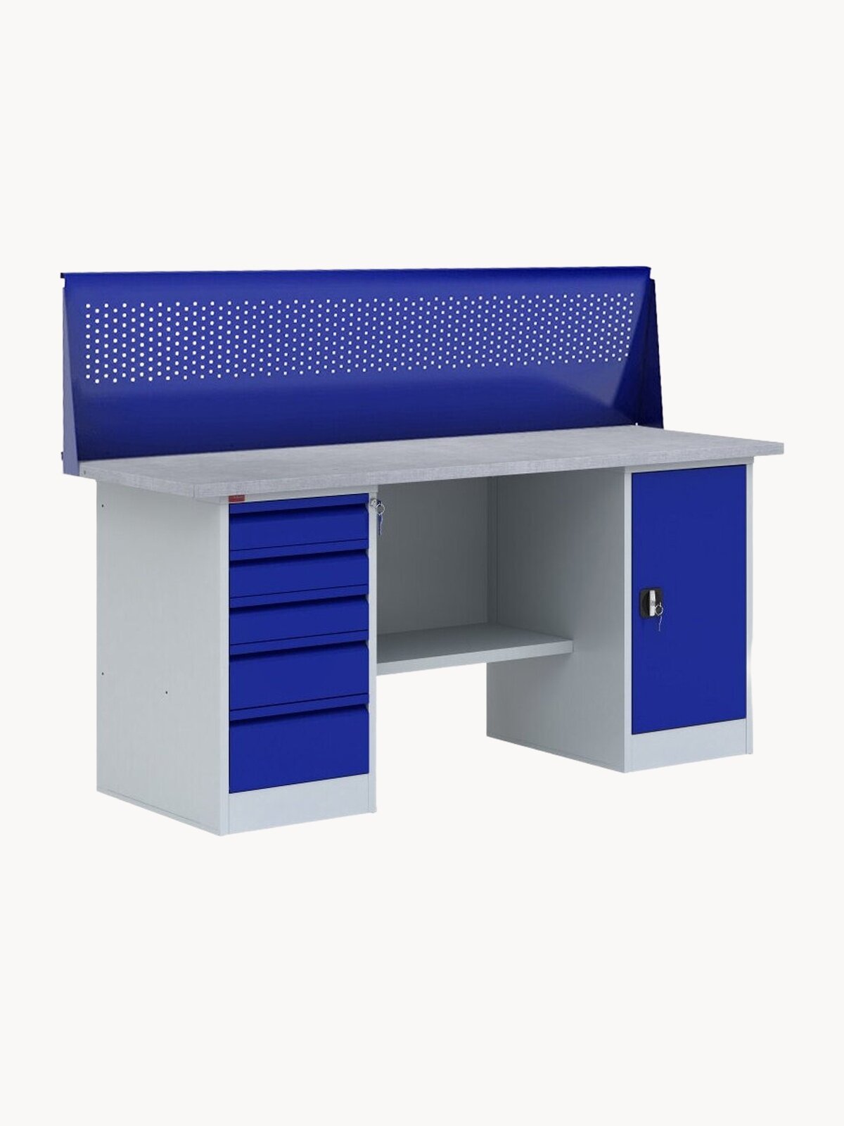 Верстак металлический "ВП-4/1,9" с экраном (860/1360х1900х685мм)