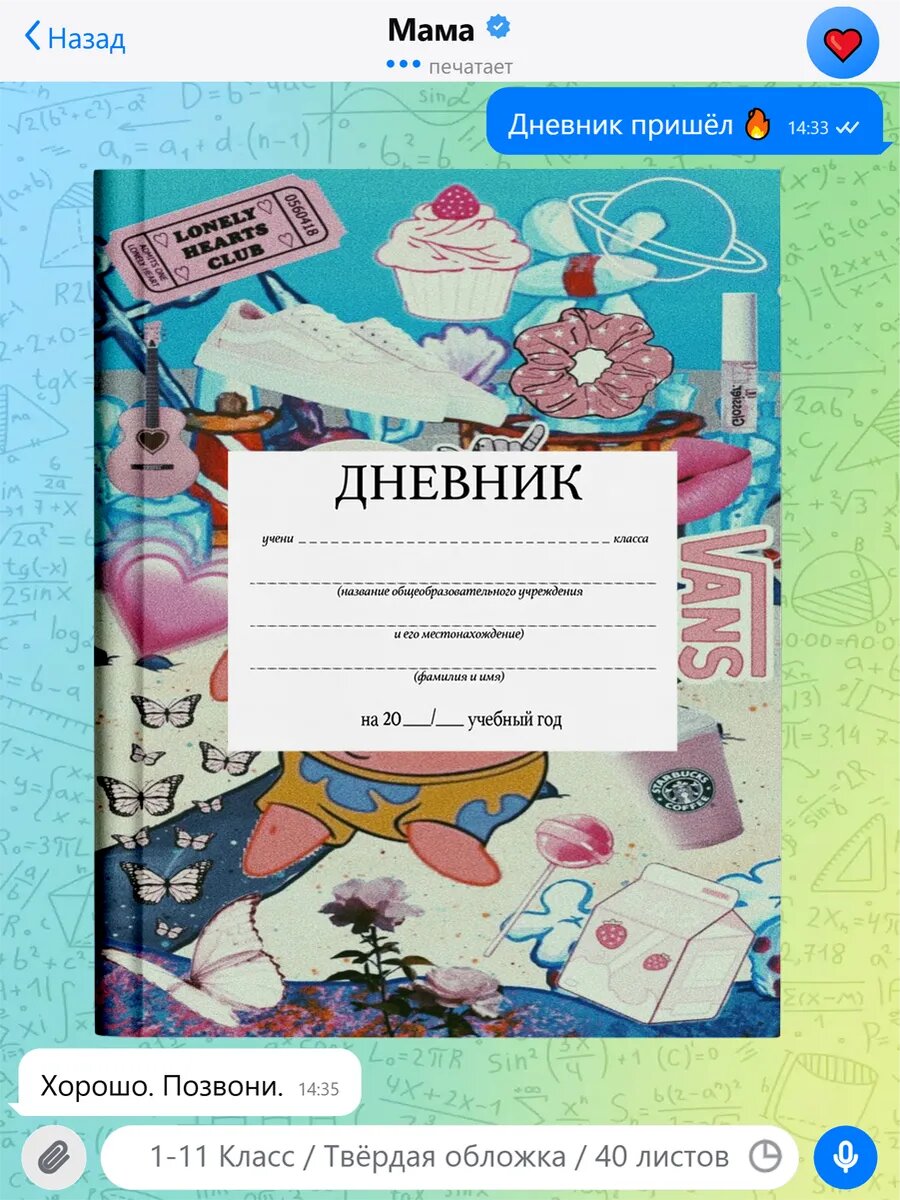 Школьный дневник с принтом y2k pinterest