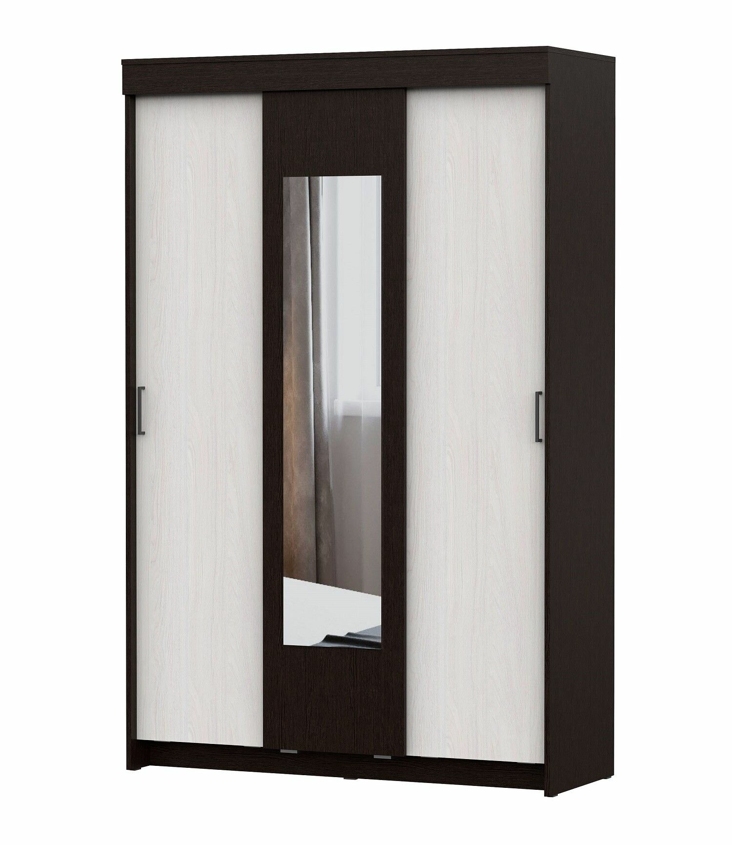 Шкаф-купе трехдверный, 130х50х202, венге/ясень Анкор светлый, ШКП 2