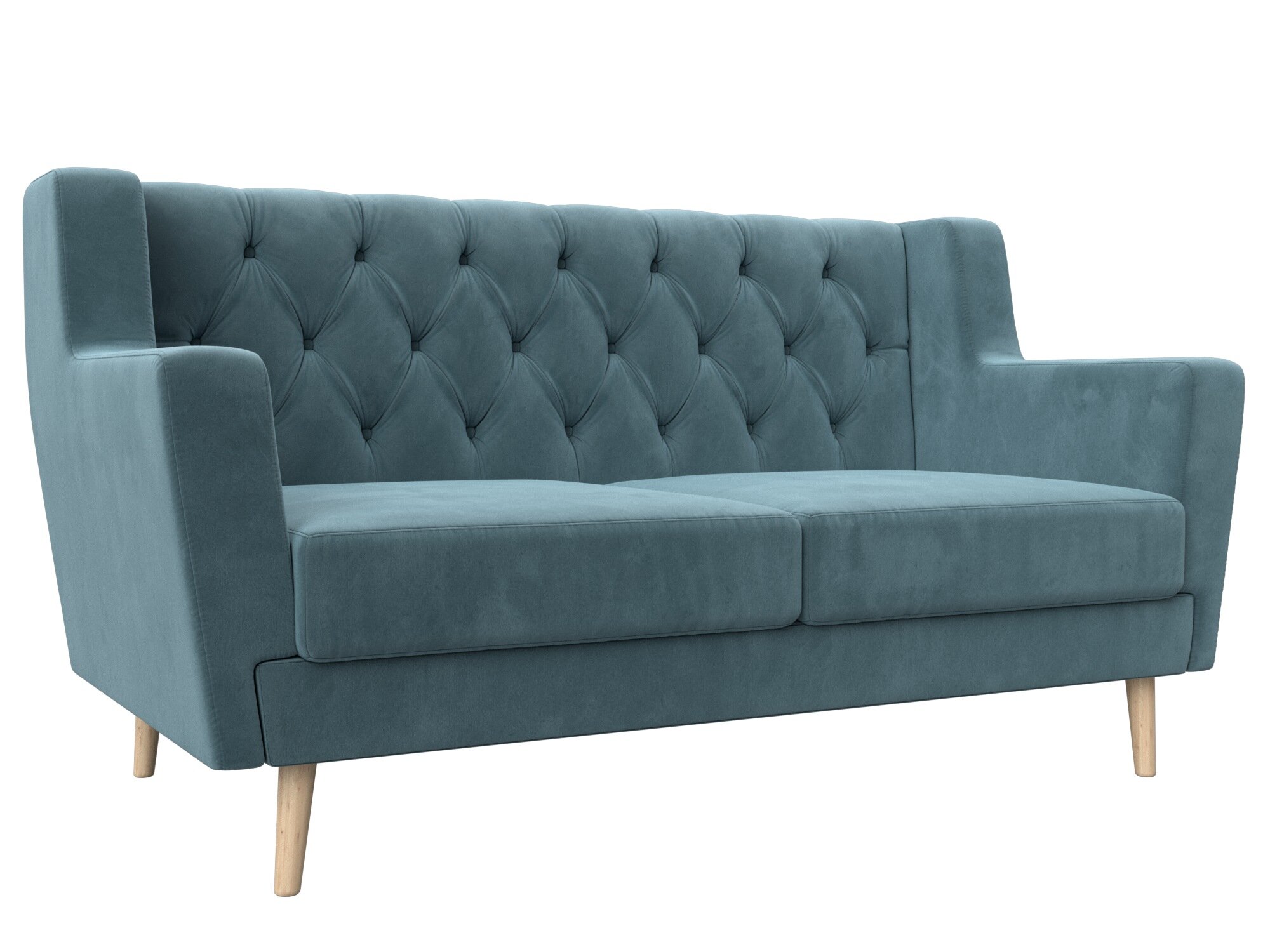 Диван кухонный прямой Брайтон 2 Люкс, велюр, механизм нераскладной, бирюзовый, 139x77x85см. Хит Диванов