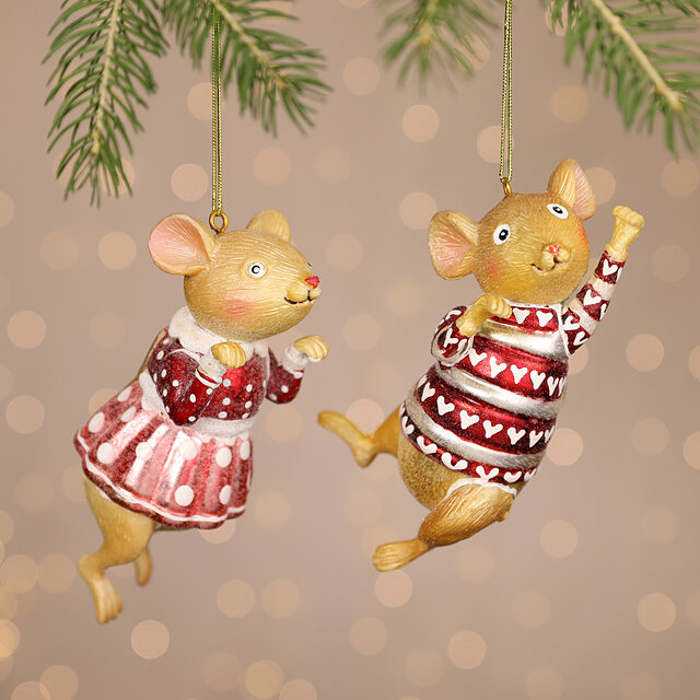 Елочные игрушки Озорные мышата 13 см, 2 шт, стекло, Winter Deco, 121563-набор