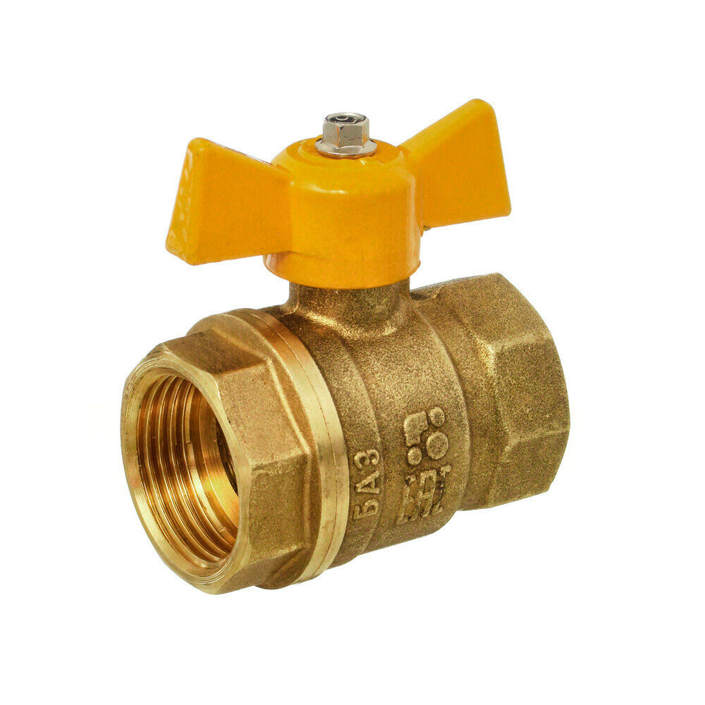 Кран шаровой газовый БАЗ 1/2 ВРг х 1/2 ВРг бабочка БАЗ. А10.1.15.40