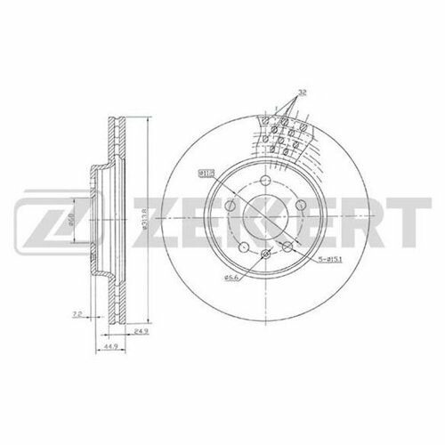 Тормозной диск передний ZEKKERT BS5867 для Audi A4, A4 allroad, A5
