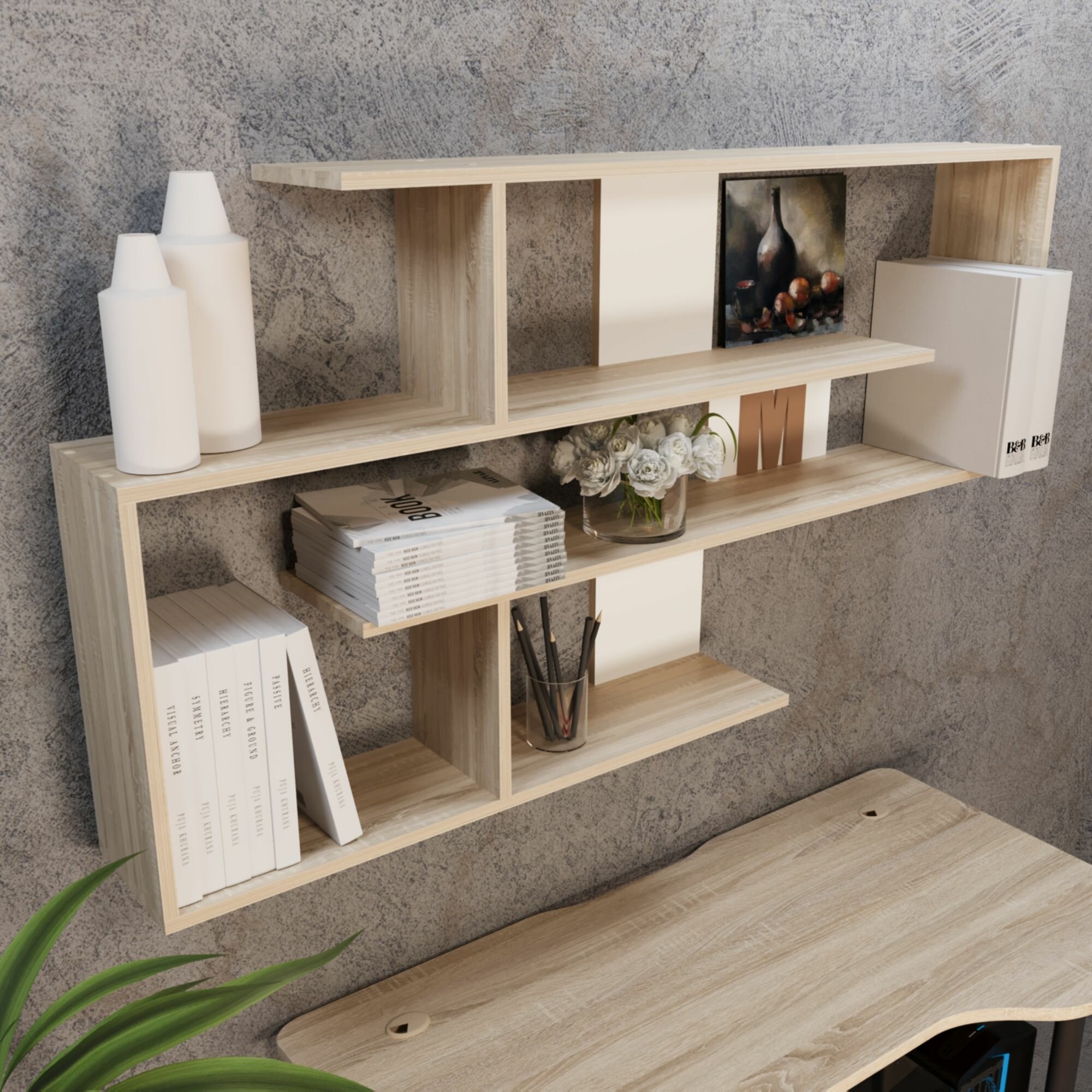 Полка настенная Горка, дуб сонома