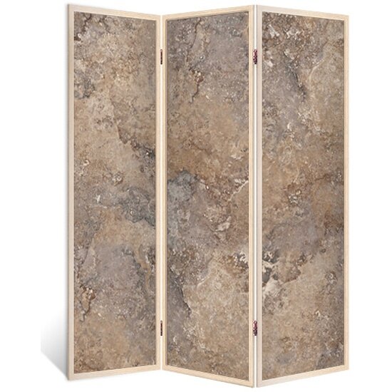 Ширма перегородка Декор Депо для комнаты деревянная "Гранит" двухсторонняя с картинкой (абстр) 3 створки кремовый дуб 176х140 см 11 кг