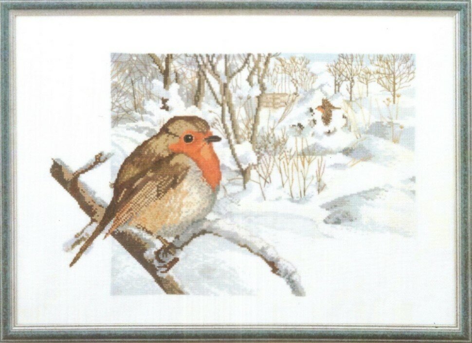 Набор для вышивания Permin #70-6111 Малиновка (Robin), Счетный крест, 35 х 26 см