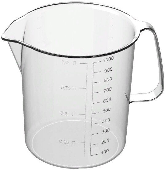 Мерный стакан Filalex / Филалекс с носиком, полипропилен прозрачный 1л / емкость мерная