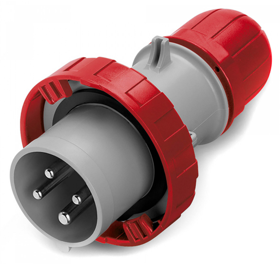 Вилка силовая кабельная DKC / ДКС переносная прямая из самозатухающего пластика, красная, 32A 3P+E 400В, IP67, DIS2183236 / электрика