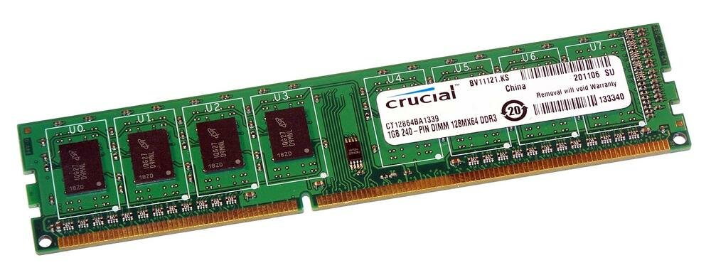 Оперативная память DDR3 Crucial 1Gb (pc-10600)1333MHz