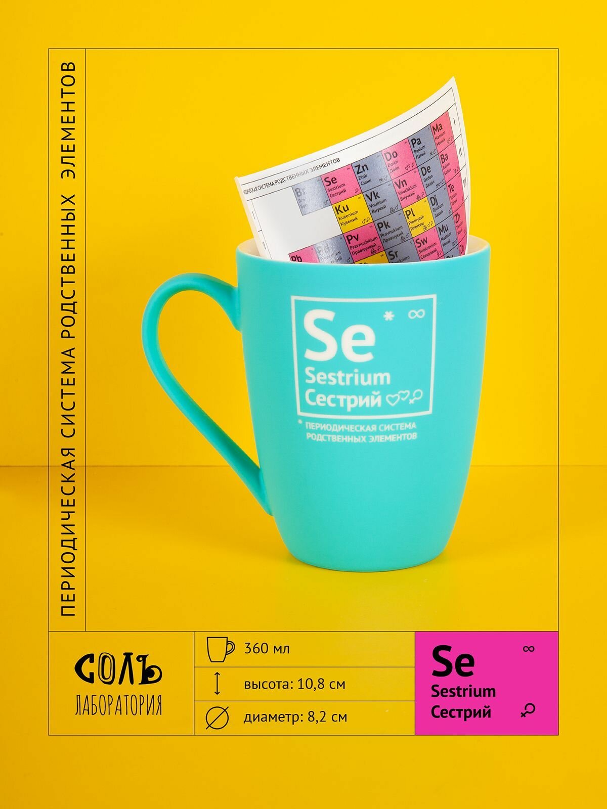 Кружка для чая и кофе Сестрий чашка подарочная c покрытием софт-тач, 320 мл, бирюзовая