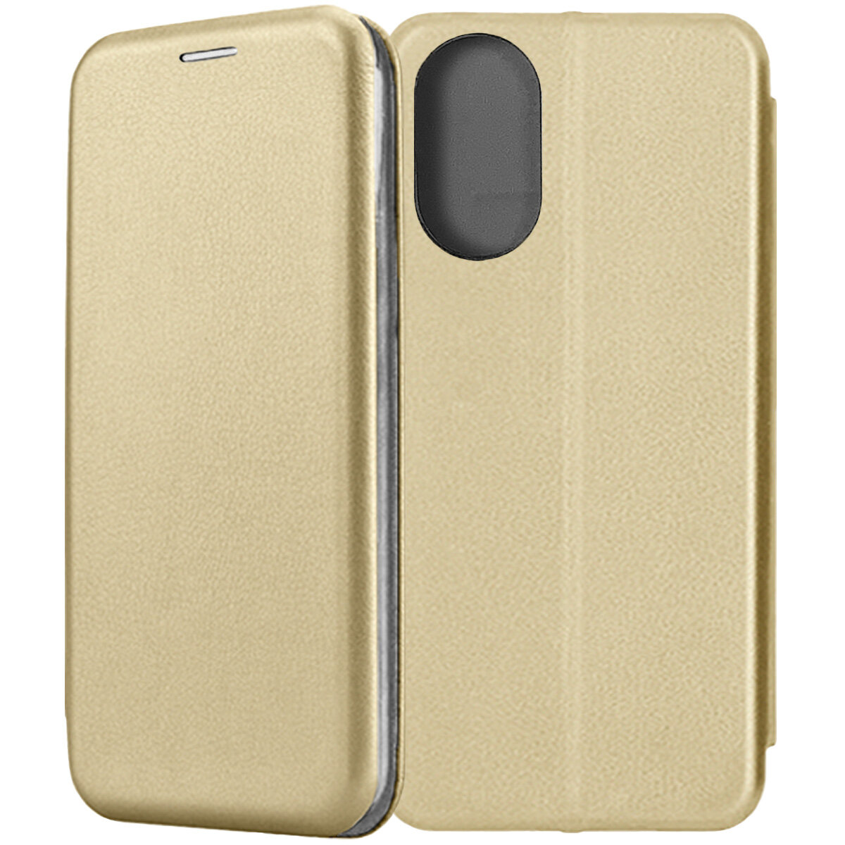 Чехол для Realme C67 золотистый / книжка, подставка, отделение для карт