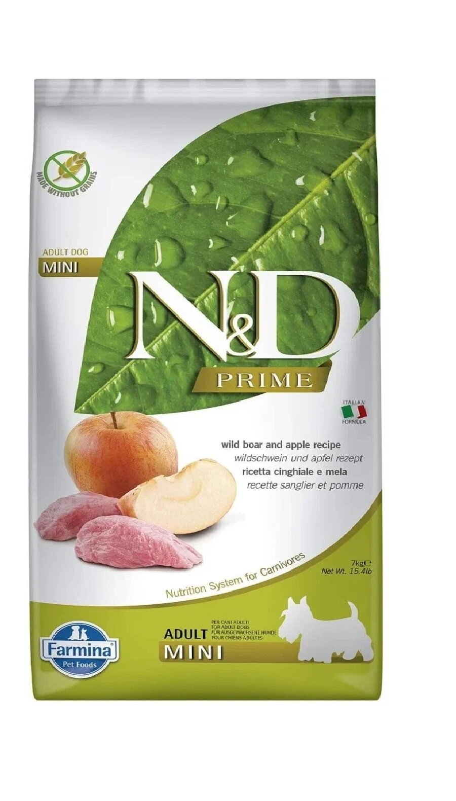 Farmina Корм сухой N&D Prime Dog Boar & Apple Adult MINI кабан с яблоком для взрослых собак мелких пород 7 кг