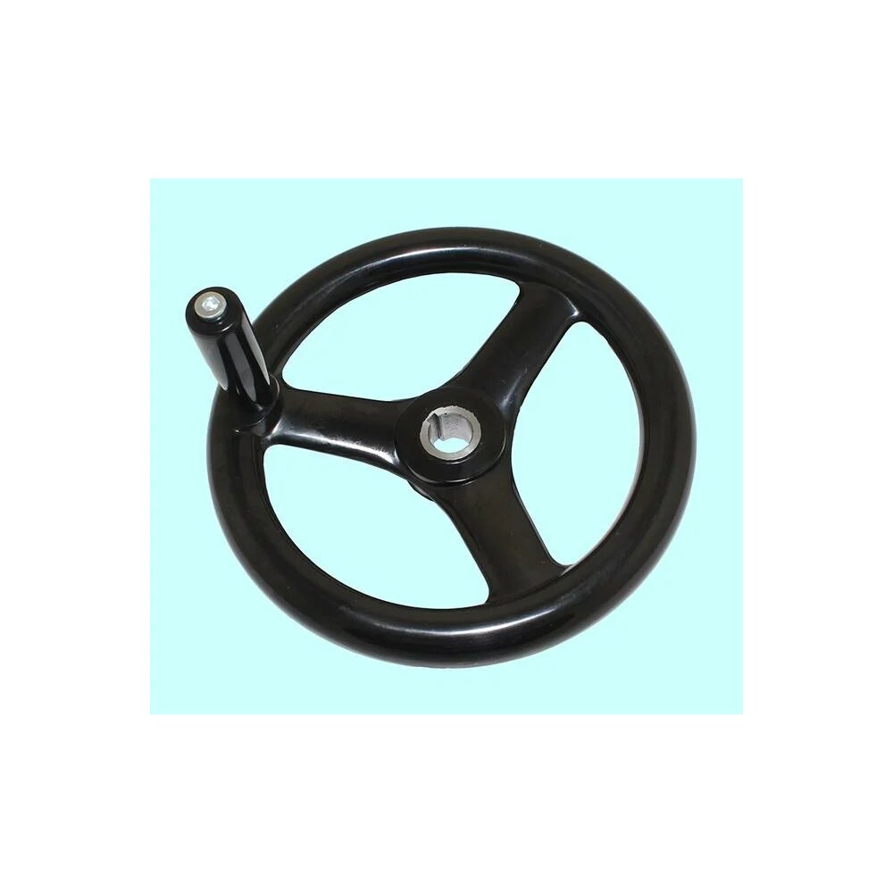 Маховик TLX 250x25x50x8мм DxdxHxb с 3-мя спицами, бакелит с ручкой 65923