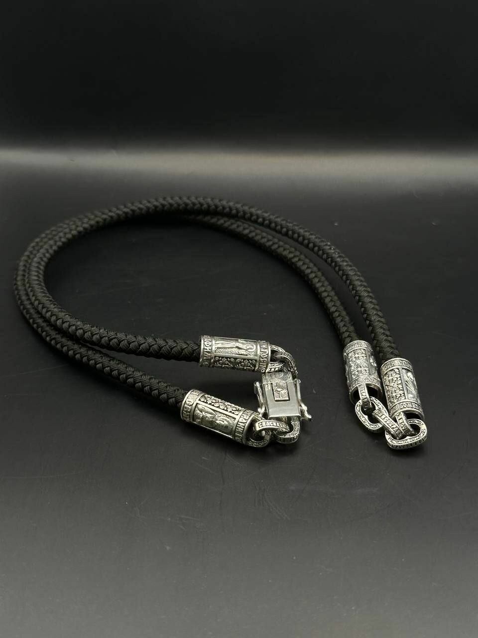 Шнур серебро, 925 проба, чернение