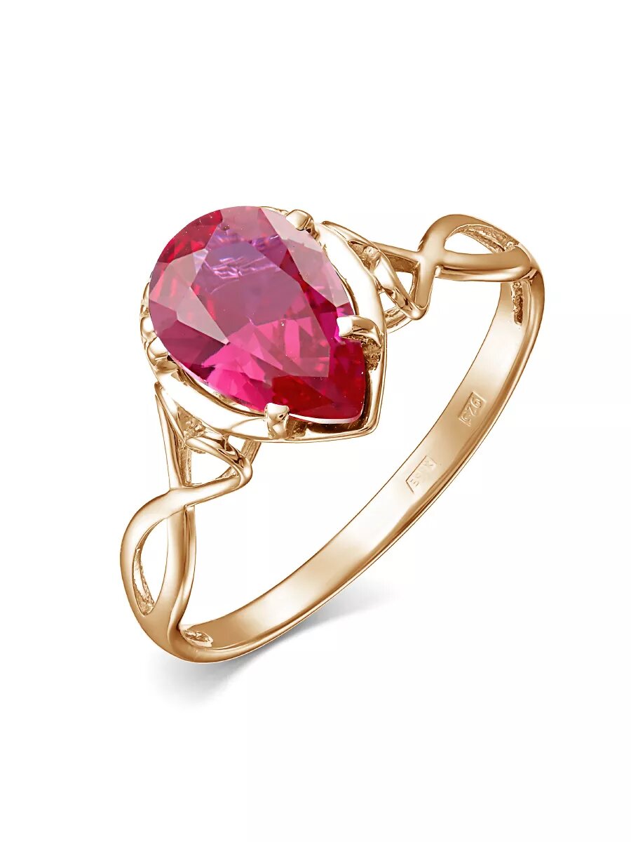 Перстень, красное золото, 585 проба, рубин, рубин синтетический