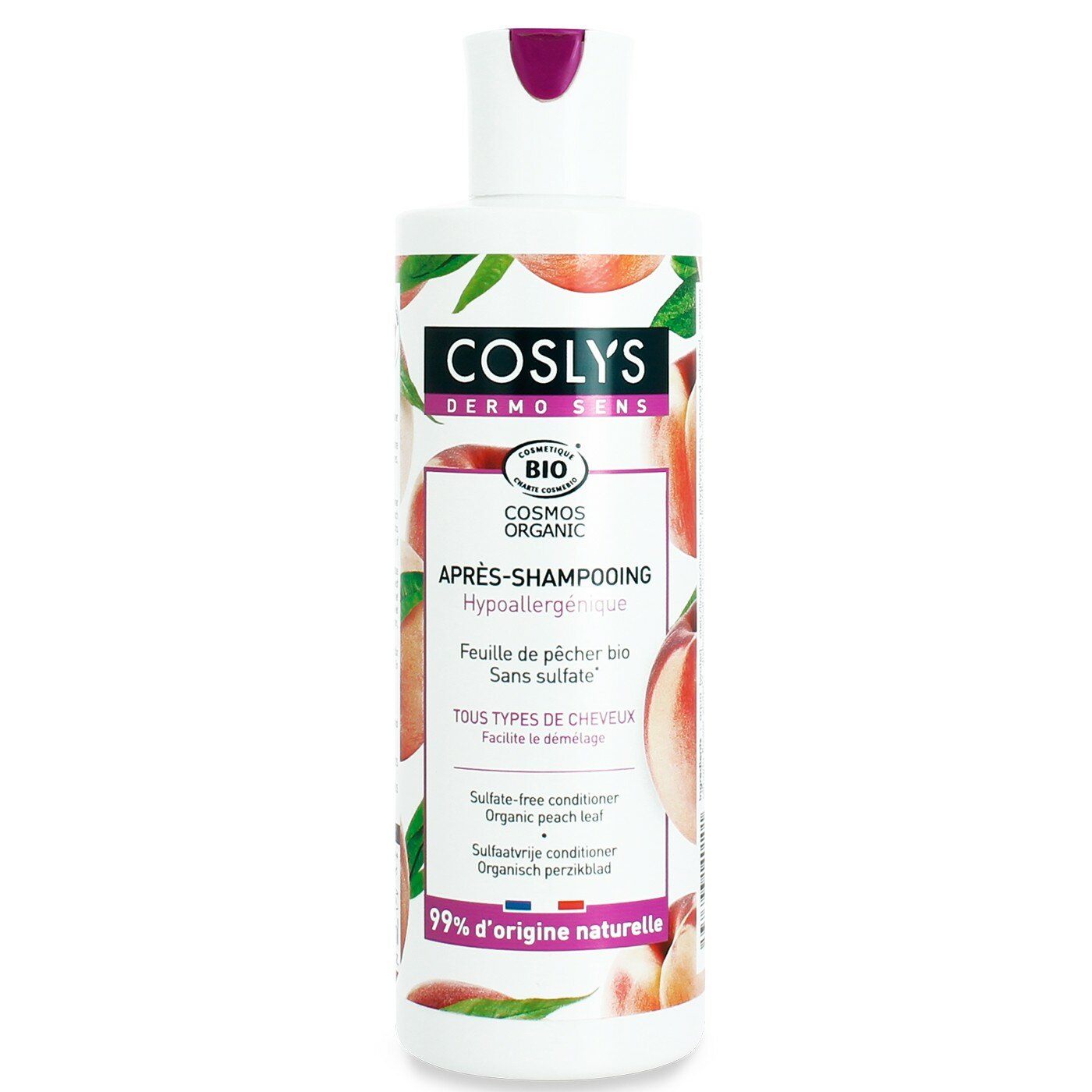 Кондиционер гипоаллергенный с органическим персиком 240 мл, Coslys (Кослис)