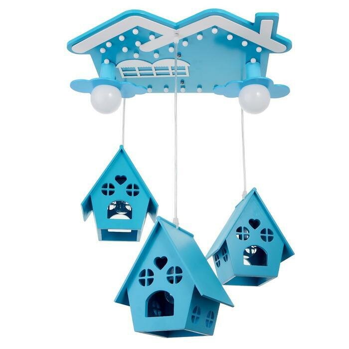 Люстра 'Домики' 5хЕ27 40Вт синий 60х55х70 см