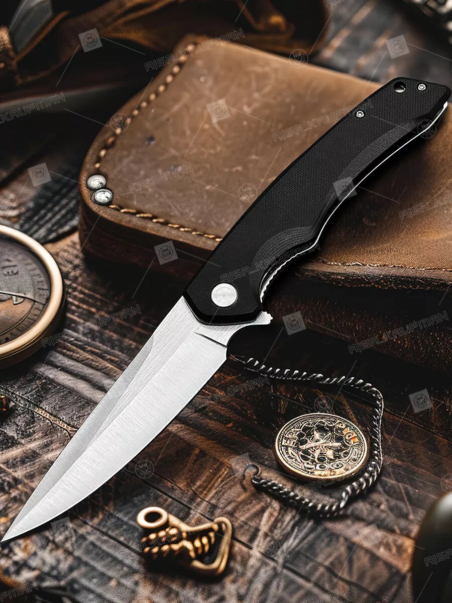 Нож складной туристический FivePro, сталь 8Cr13MoV, рукоять G-10, черный, edc, подшипниковый механизм, Liner-Lock