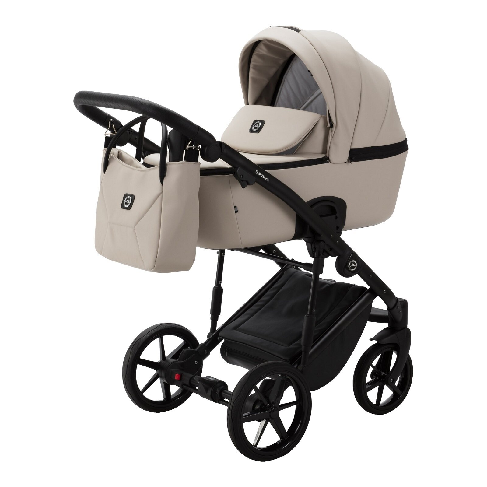Коляска универсальная Adamex Mobi Deluxe 2 в 1, M-SA7 - Бежевая эко-кожа