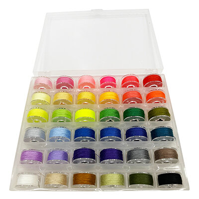 Набор шпулек с нитками в контейнере для швейных машин 36 шт. (диаметр 1,9 см)