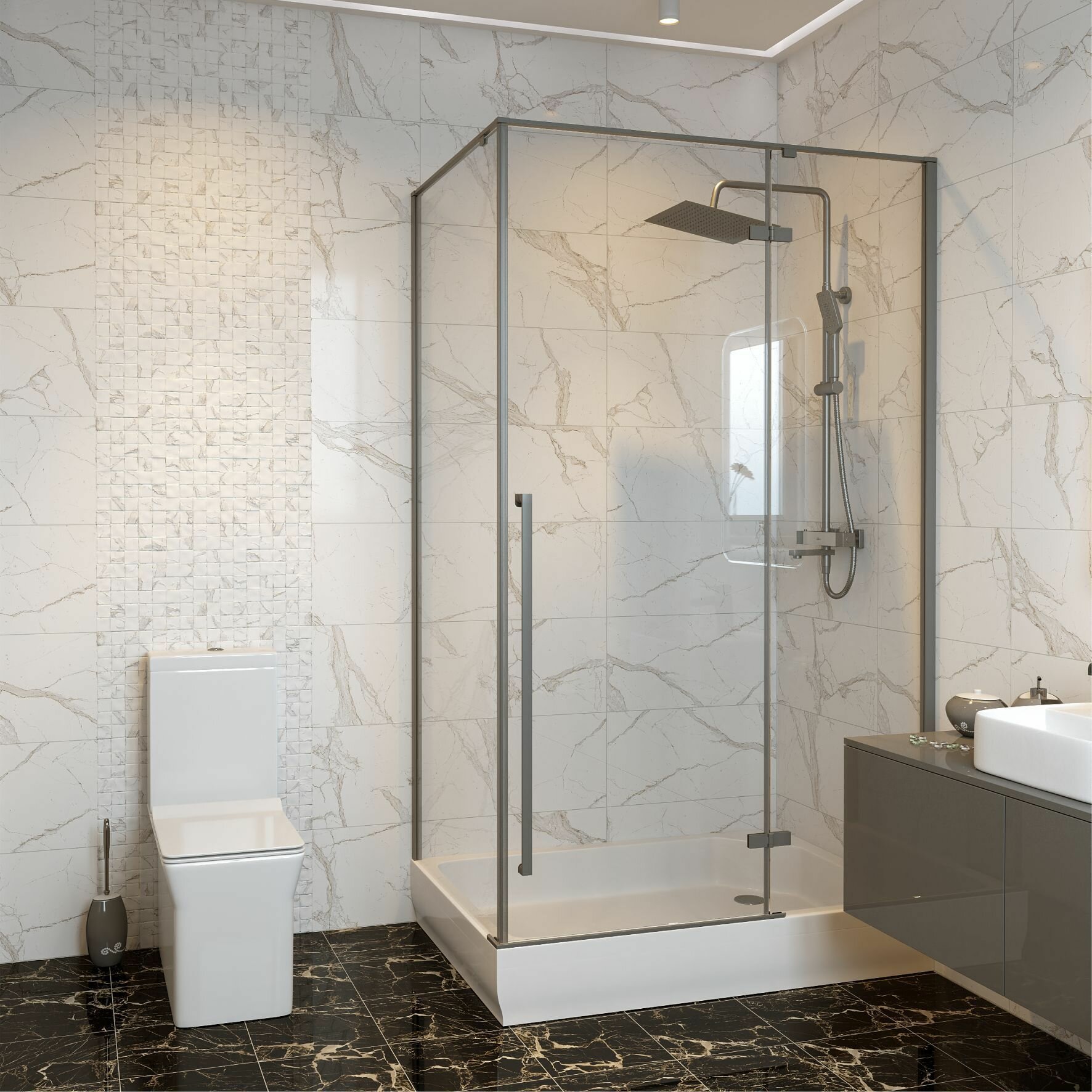 Душевое ограждение без поддона SOLE VOG Gray 120х90 Матовый Серый