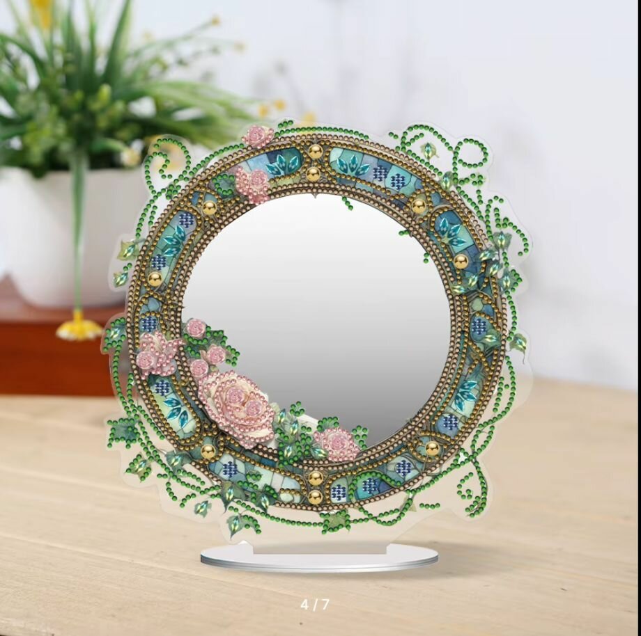 Алмазная мозаика. Зеркало на акриловой подставке