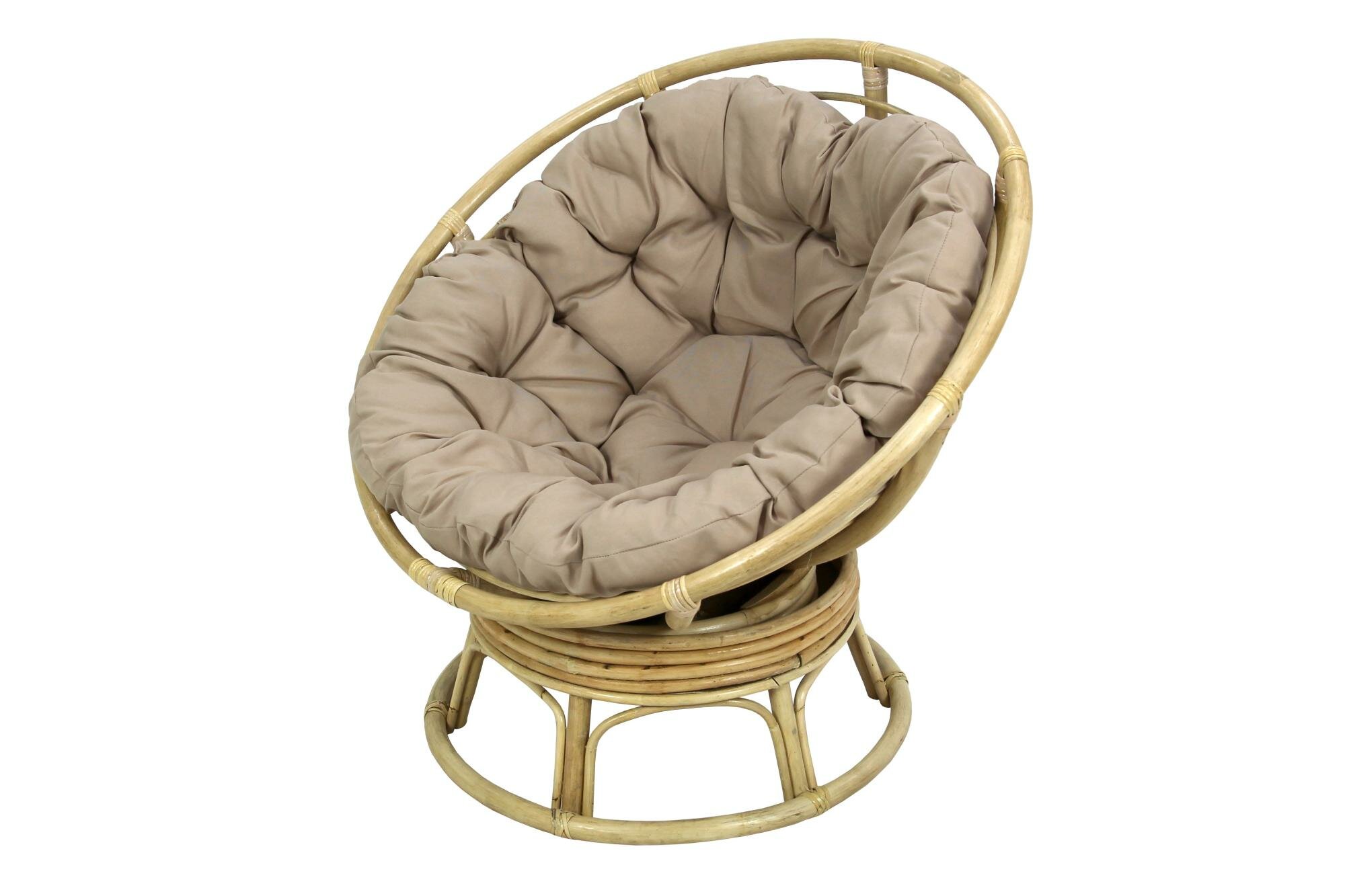 Кресло -качалка вращающееся Папасан Roker D110 арт. CV-18H (каркас медовый 2 части, подушка беж)