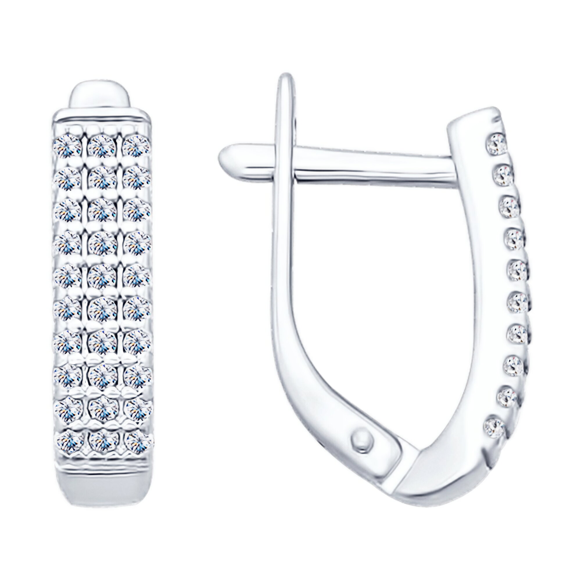 Серьги, серебро, 925 проба, родирование, фианит