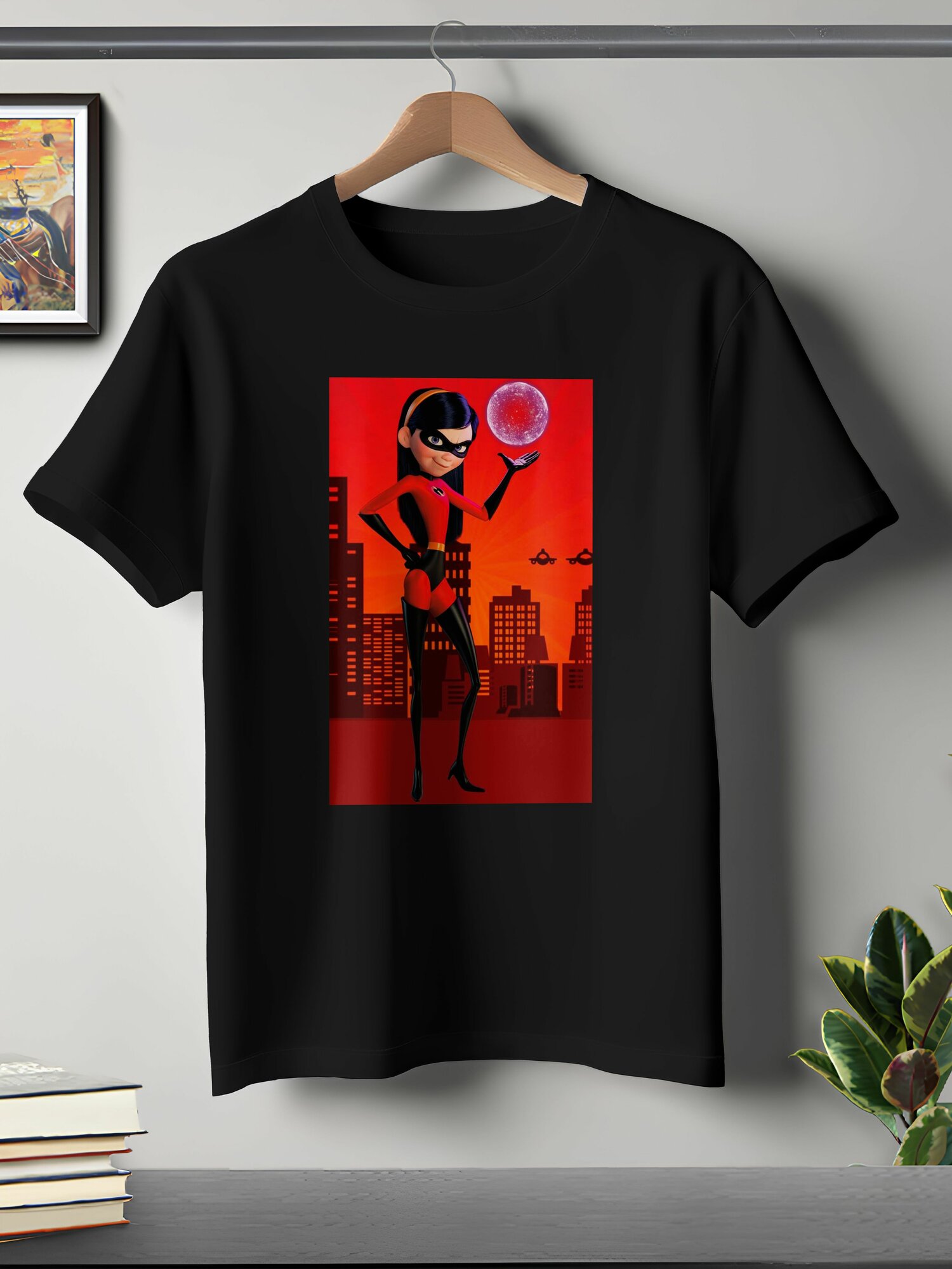 Футболка Детская ONEQ 128 (8-9) размер с принтом Суперсемейка, черная