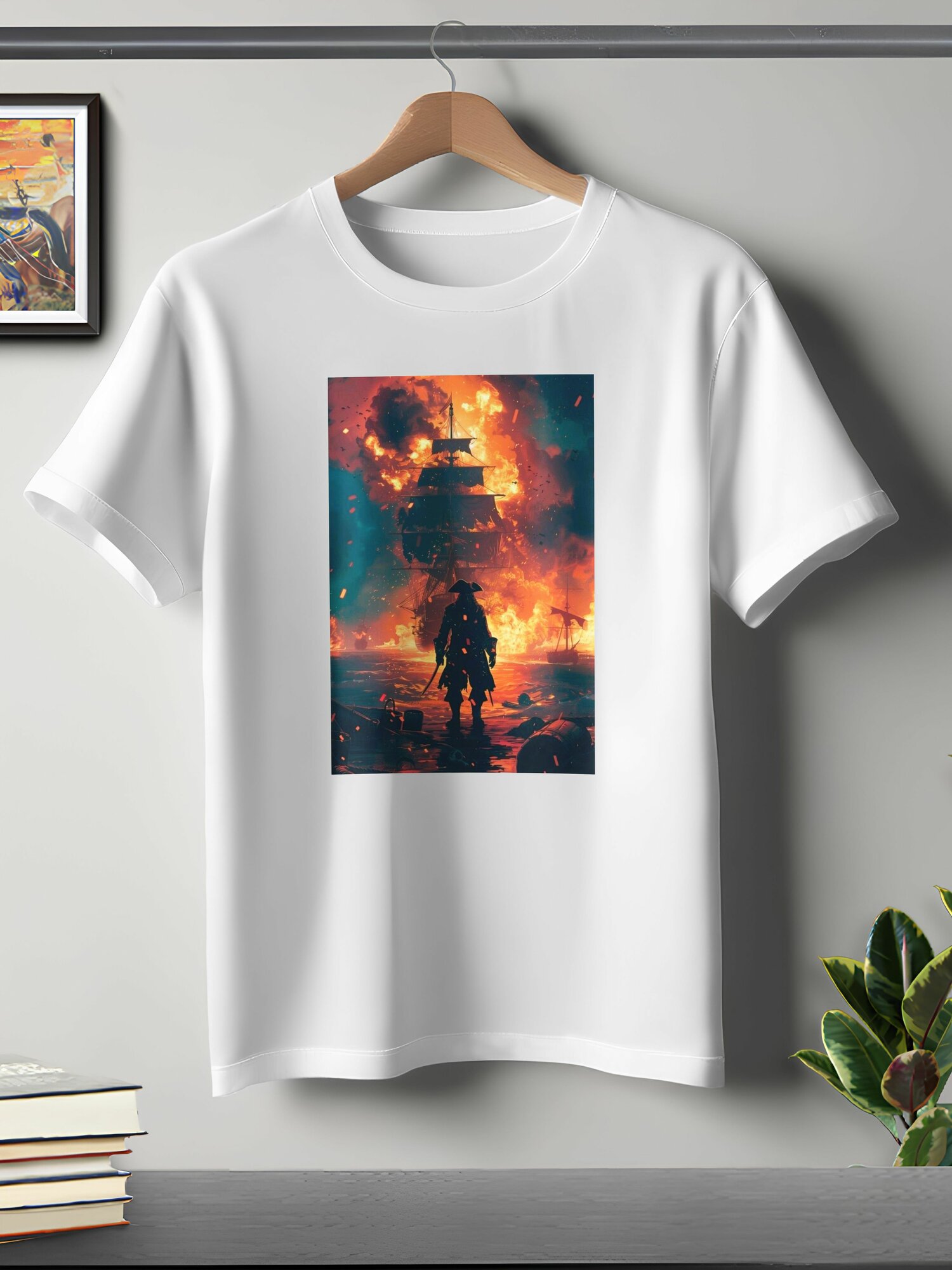 Футболка  Детская ONEQ 104 (4-5) размер с принтом Джек Воробей, белая