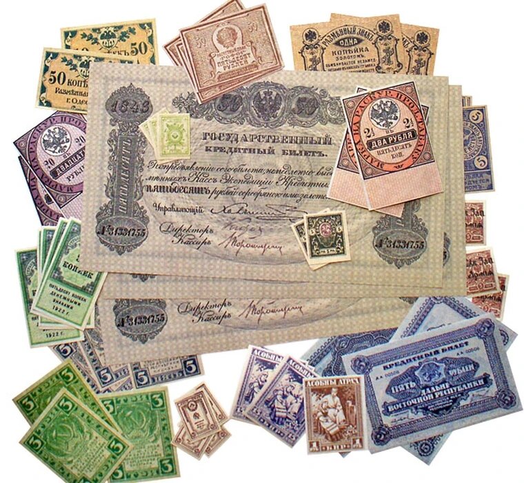 Набор 50 банкнот России разных эпох, царские и СССР, сувенирные копии, банкноты и купюры редкие коллекционные