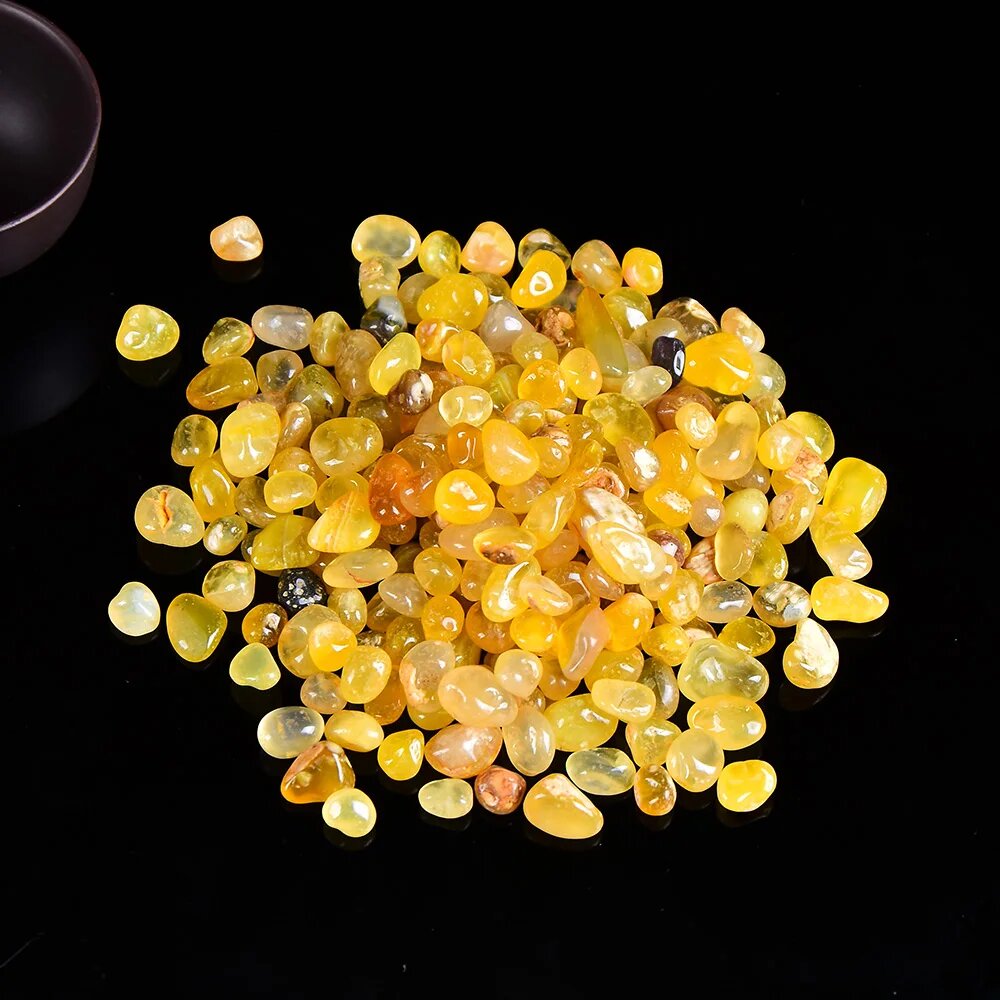 Натуральный гравий из розового кварца и аметиста RYCRYSTAL Желтый, 50g, Yellow Agate