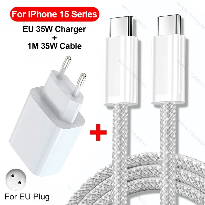 Зарядное устройство PD 35 Вт USB C для For Apple iPhone 15 Pro Max, быстрая зарядка с кабелем типа C для For iPhone 15 Plus, Xiaomi, Samsung, аксессуары