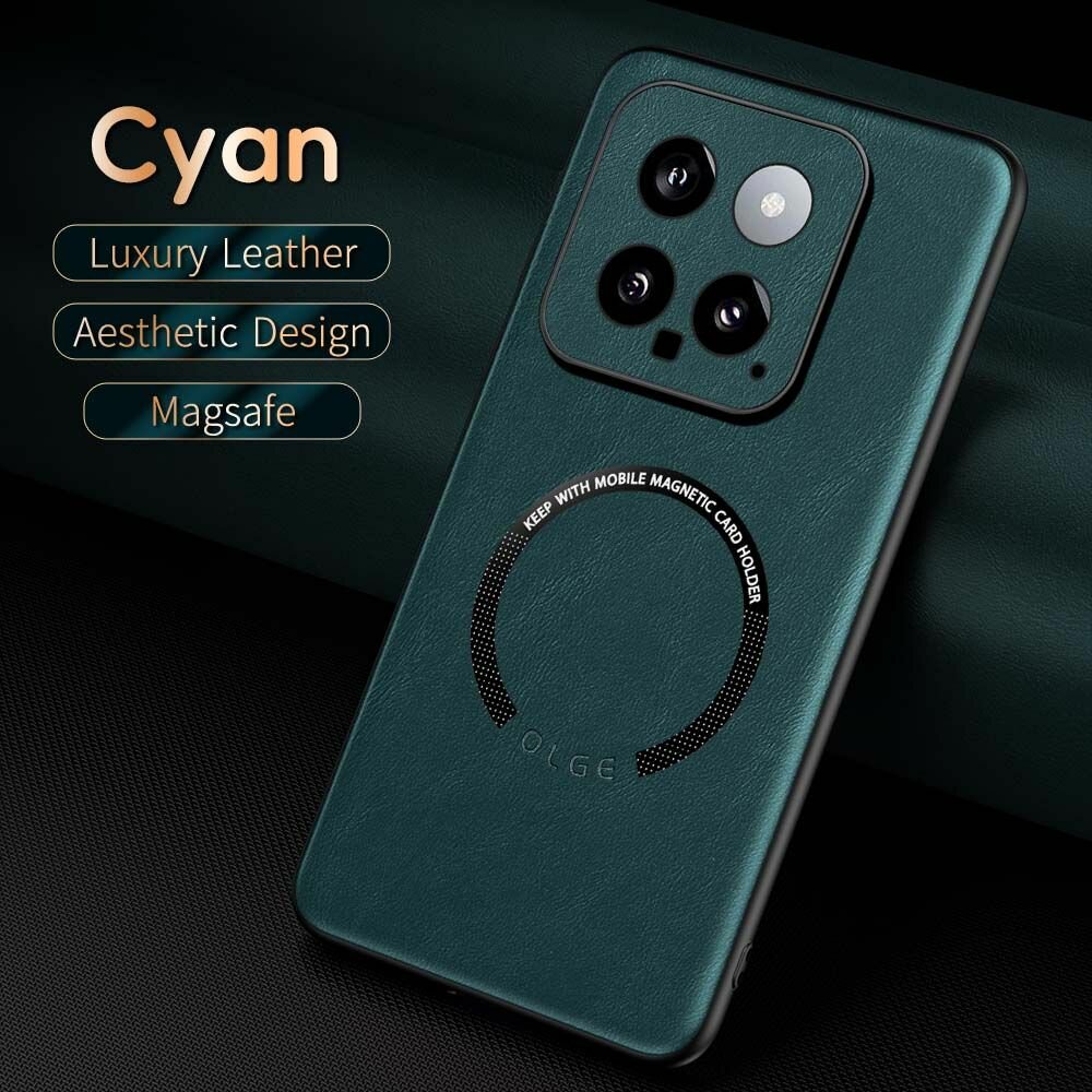 Чехол на Xiaomi 14/ Сяоми 14 Роскошная кожа magsafe противоударный с защитой камеры