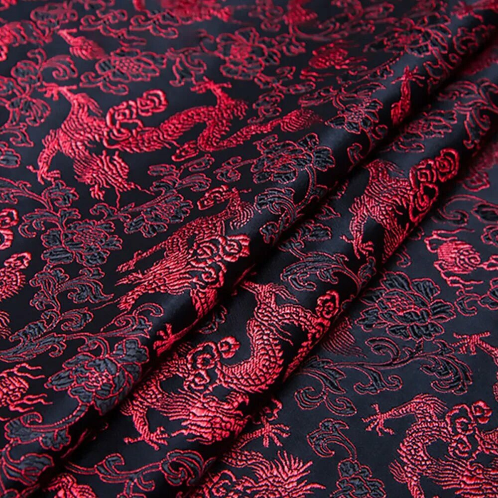Парчовая жаккардовая ткань Findohope 50*75 см китайский дракон Black Red