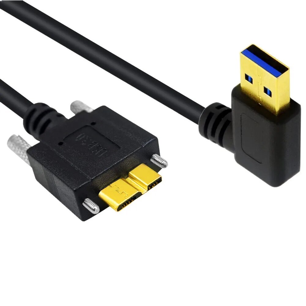 QinMSY кабель USB 3.0 A-Micro B с винтовой фиксацией 0.3m, Right