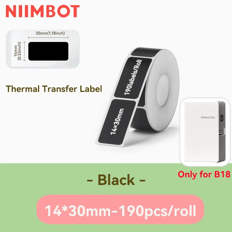 Термотрансферные этикетки Niimbot B18, 14x30mm, черные