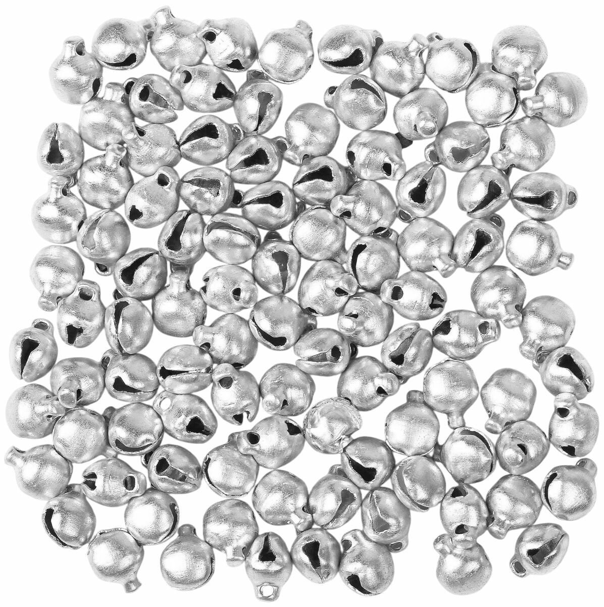 Декоративные бубенчики, металлические звенящие колокольчики для рукоделия, набор для творчества, 100 шт, размер 1 шт - 0,6 см, цвет серебристый