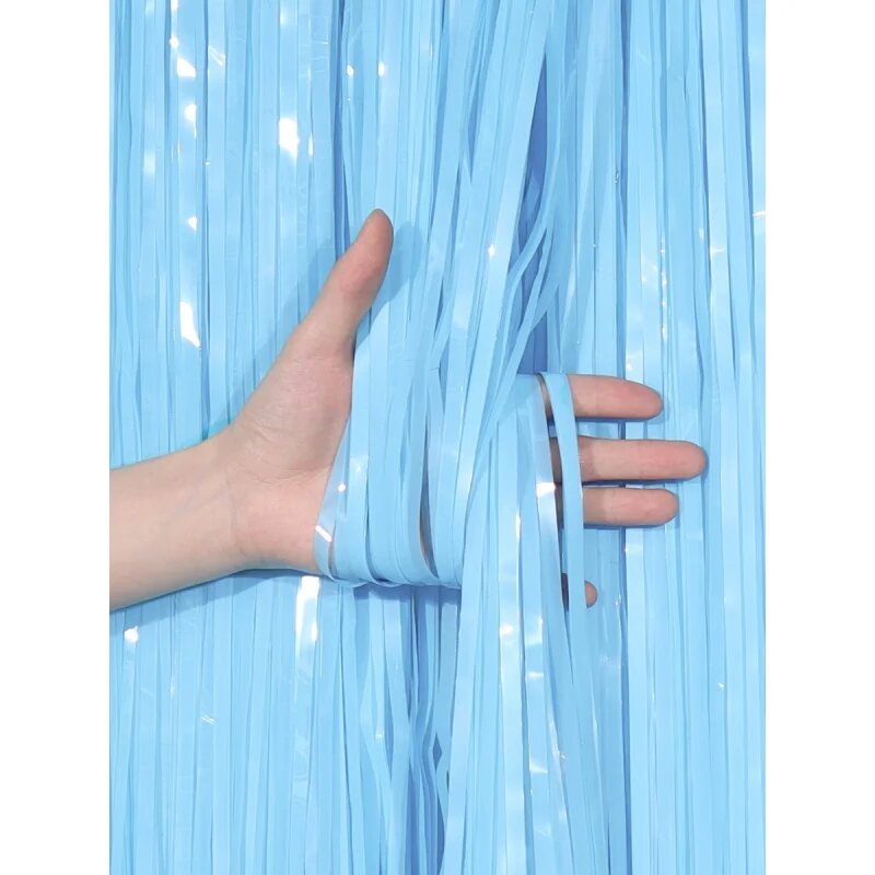 Розовая синяя занавеска из фольги 2x1 м Голубой, Macaron Blue