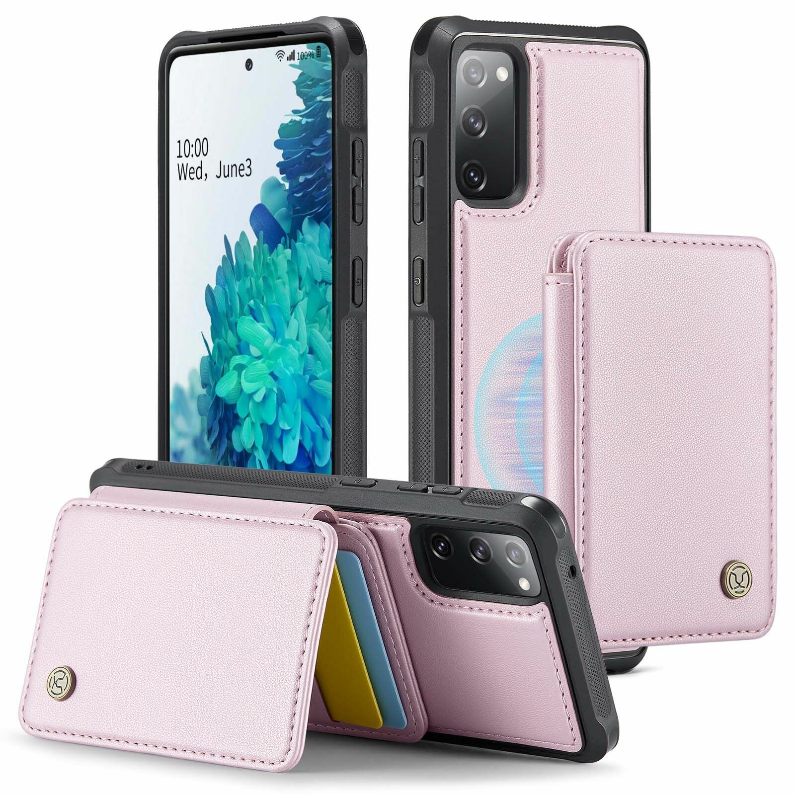 Jeehood Кожаный Чехол Для Samsung Galaxy S20 FE (Самсунг Галакси С20 ФЕ, S20FE) MagSafe Совместимый , Магнитный, Кошелек Картхолдер, Поддержка Беспроводной Зарядки, Противоударный