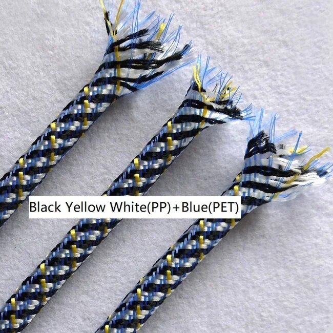Кабельные рукава из хлопка и ПЭТ 4 8 12 мм 8mm, Black Yellow White, 10meters