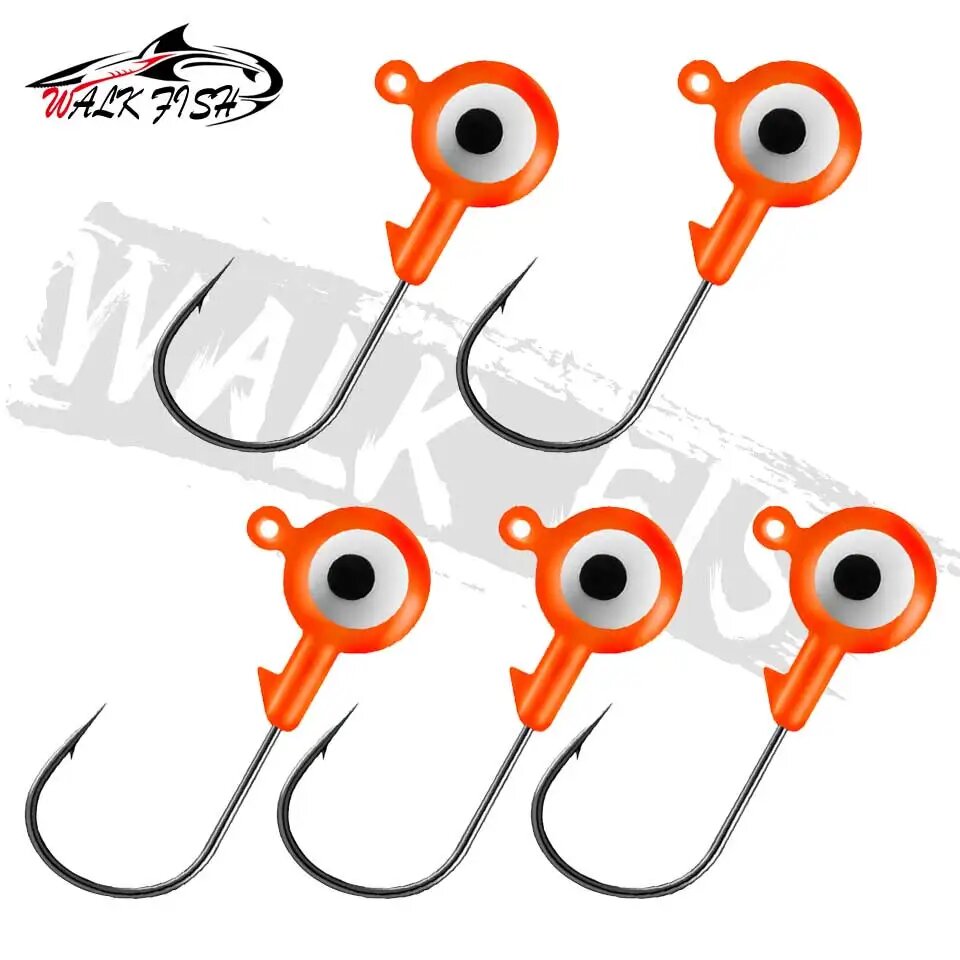 WALK FISH Джиг-головка Неда Риг, 5 шт, 1,75 г, 3,5 г, углеродистая сталь Оранжевый, 1.75g, Color E